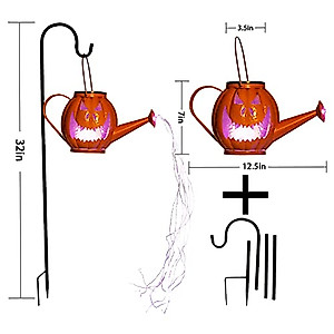 Morestar Solar Halloween Decorations Pumpkin Lanterns Watering Can Lights,Jack-o-Lantern Light Up Solar Garden Outdoor Decorative Waterfall Lights,Halloween Gifts Yard Signs Pumpkins for Patio Lawn