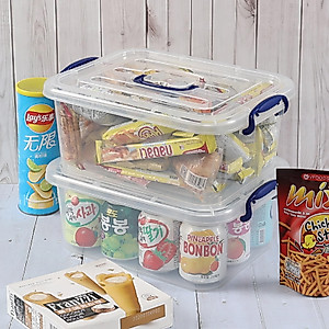 Xeabia 8 Quart Plastic Latching Boxes with Handles, Clear Storage Tote with Lids, 2 Packs