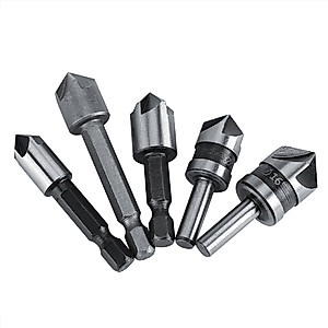 【𝐄𝐚𝐬𝐭𝐞𝐫 𝐏𝐫𝐨𝐦𝐨𝐭𝐢𝐨𝐧】 Countersink Drill Bit Set, 5 Pcs/Set High Speed Steel Industrial Countersink Drill 5 Flutes Woodworking Chamfering Cutter