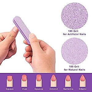 ANRUI Mini Nail Files, 20 PCS Professional 100/180 Grit Nail Files, Double Sided Emery Boards for Natural Nails, Nail Buffer for Manicure Pedicure Tool at Home Salon, Purple