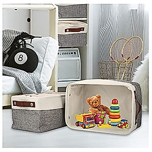 WOOROLL Set of 4 Fabric Storage Bins With Handles, Collapsible Storage Baskets For Organizing, Small Storage basket For Shelves, Closets, Laundry, Nursery