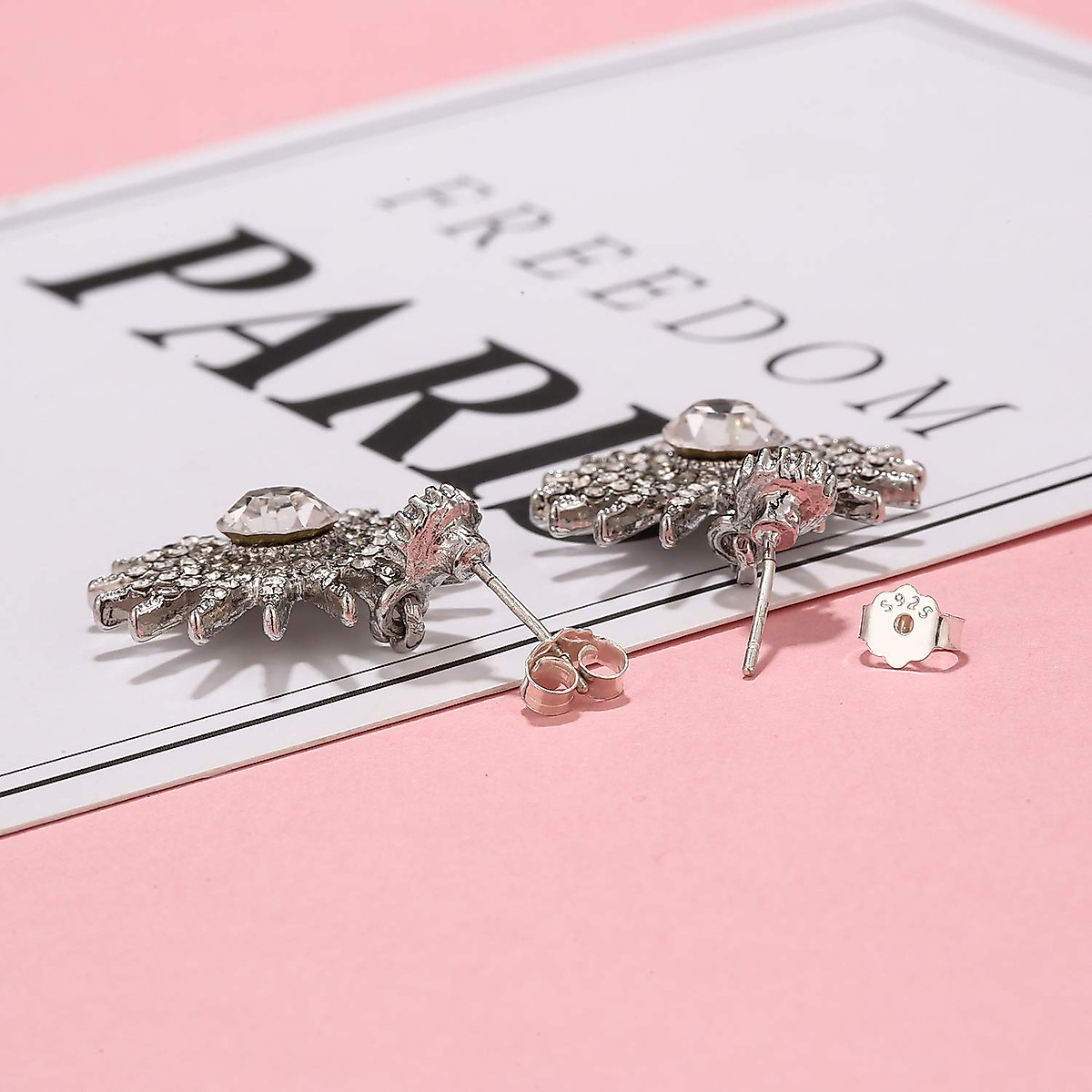 Hollosport S925 Sterling Silver Earring Backs Replacements for Posts,12Pcs/6Pairs Pierced Earring Backings Secure for Studs,Hypoallergenic Safety Locking Butterfly Ear Ring Stoppers 5.7X4.6X3mm