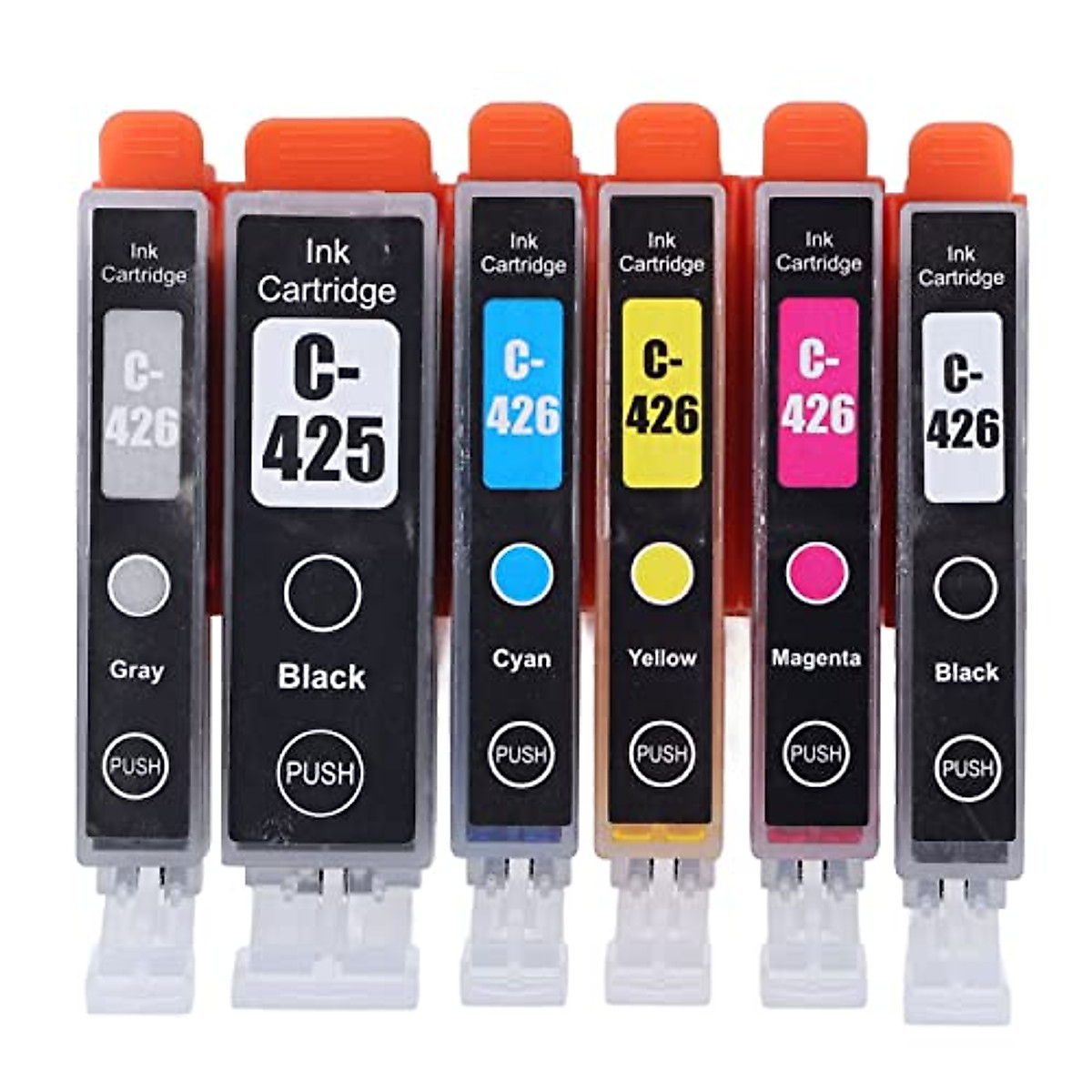 425-426 Ink Cartridge with 5% Coverage, Clear Printing Multi Colors Inkjet Cartridge, for Home, Office, School (BK BK C M Y GY 6 Colors)