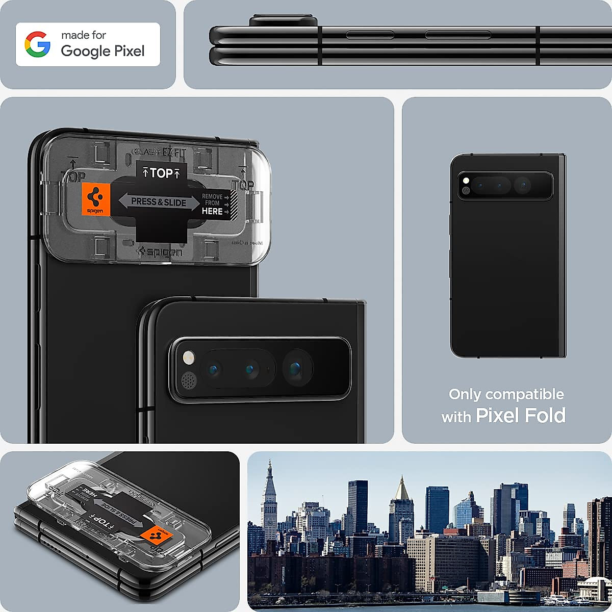 Spigen Camera Lens Screen Protector [GlasTR EZ FIT Optik] designed for Pixel Fold - Black [2 Pack]