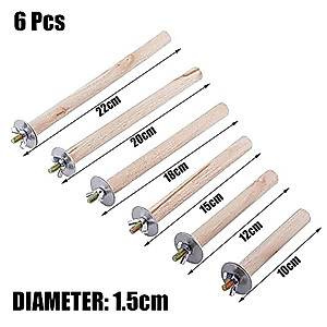 QBDIANGEN 6 Pcs Birdcage Non-Toxic Parrot Stands Parakeet Perch Bird Stands Parrot Grinding Claw Sticks for Bird Roost