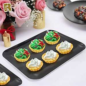 3 Pack Black Plastic Serving Tray for Party - Black Serving Tray 8 by 11 Inch - Dessert Trays for Food - Party Serving Trays for Entertaining - Premium Party Trays - Black Serving Platters