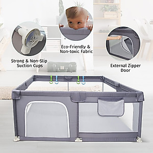 Baby Playpen Large, Playpen for Babies and Toddlers, Baby Play Yards, Safety Baby Fence with Doule Gate, Indoor Outdoor Baby Play Area 71x59x27 inches