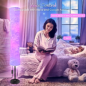 sdaiv RGB Led Floor Lamps, DIY Mode Color Changing Lamp with Alexa & Google APP Control, Music Sync Light for Living Room Bedroom (Round)