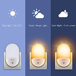 iKefe 2PCS LED Wall Plug-in Night Light Lamp with Automatic Light Sensor, Soft Warm White/Electric Outlet Plug Nightlight for Bathroom, Toddler, Kids, Baby Room, Nursery, Bedroom, Hallway, Kitchen