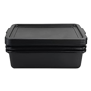 Tyminin Pack of 3 Food Service Bus/Utility Tote Box with Lid, Plastic Restaurant Dish Tub, 13 L, Black