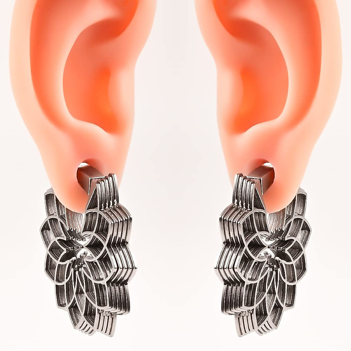 Atomhole 2PCS Ear Gauges Ear Hangers Weights for Stretched Ears Plugs Body Piercing Tunnels 316 Stainless Steel Hypoallergenic Body Jewelry (For Lobe in 2G (6mm) or Larger, Silver)