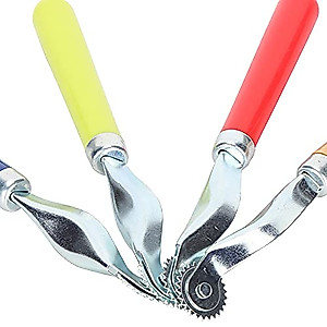 4Pcs Tracing Wheel Wooden Sewing Tools Marking & Tracing Tools Plastic Handle Stitch Marking Spacer for Sewing Patterns Wheel Sewing Tool with Packaging Bag Leather Paper Cloth