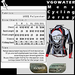 Vgowater Men's Thermal Fleece Long Sleeve Cycling Jersey Soft Bicycle Jacket (Arbitrarily, 3XL)