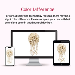 HOOJIH Messy Bun Hair Piece, 2PCS Tousled Updo with Tendrils Hair Bun Extensions Wavy Curly Hair Wrap Ponytail Hairpieces Thick Hair Scrunchies for Women HB010 Dasiy - Cool Light Blonde