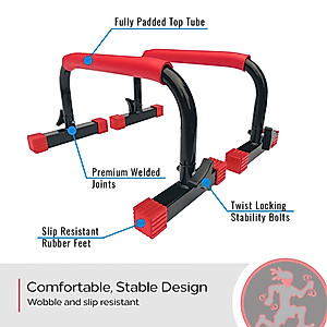 Rubberbanditz Parallette, Parallel Bars & Dip Station | At Home Gym Workout Equipment, L-Sit Bars & Calisthenics Equipment for Home. Perfect for Push Ups, Dips, Handstands & Gymnastics.