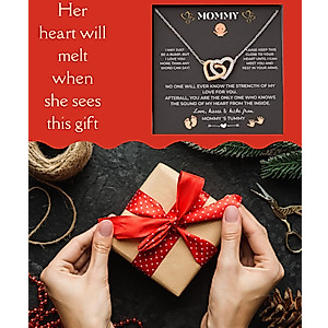 LOTUS-A Pregnancy Gifts for First Time Moms - Sterling Silver S925 Interlock Heart Pendant Necklace with Message Card Mother To Be Soon Present for Expecting Pregnant Women