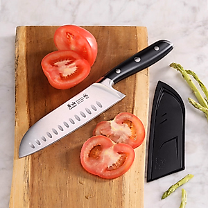 Cangshan ALPS Series 502742 German Steel Forged 7-inch Santoku Knife with Sheath, Black