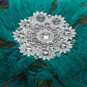 Msbfea Design African Feather Fan for Bride Peacock Feather Big Fan Feather Nigerian Classical Feather Ladies Wedding Color 636