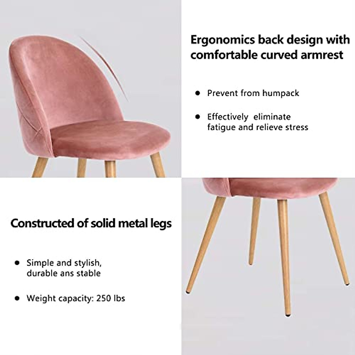 ExAchat A Set of 2/4/6 Velvet-Backed upholstered Dining Chairs with a Simple and Stylish Design, which can Perfectly Match Your Dining Room, Living Room or Bedroom. (2, Pink)