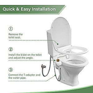 Jecatiy Bidet Attachment, Non-Electric Dual Nozzle Cold Water Bidet Attachment for Toilet Seat, Adjustable Water Pressure, Rear and Feminine Wash, Right or Left Hand Control