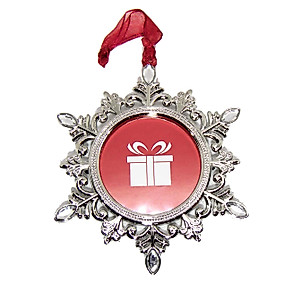 Silvertone Snowflake Shaped Photo Frame Christmas Ornament Photo Metal and Rhinestones