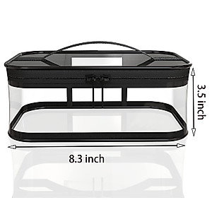 WANBAO 2 Pcs Transparent Makeup Bag Zipper Waterproof Portable Travel Storage Pouch Black F