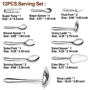 Elegant 72-Piece Silverware Set, Stainless Steel Flatware Set for 12 Guests - Comprehensive Cutlery and Serving Utensils Set, Dishwasher Safe