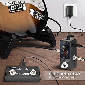 LEKATO Guitar Effect Pedal with External Pedal for Guitar Looper Pedal Tuner Switching, Function Loop Station Loops 9 Loops 40 minutes Record Time, Perfect Collection for Electric Guitar Bass