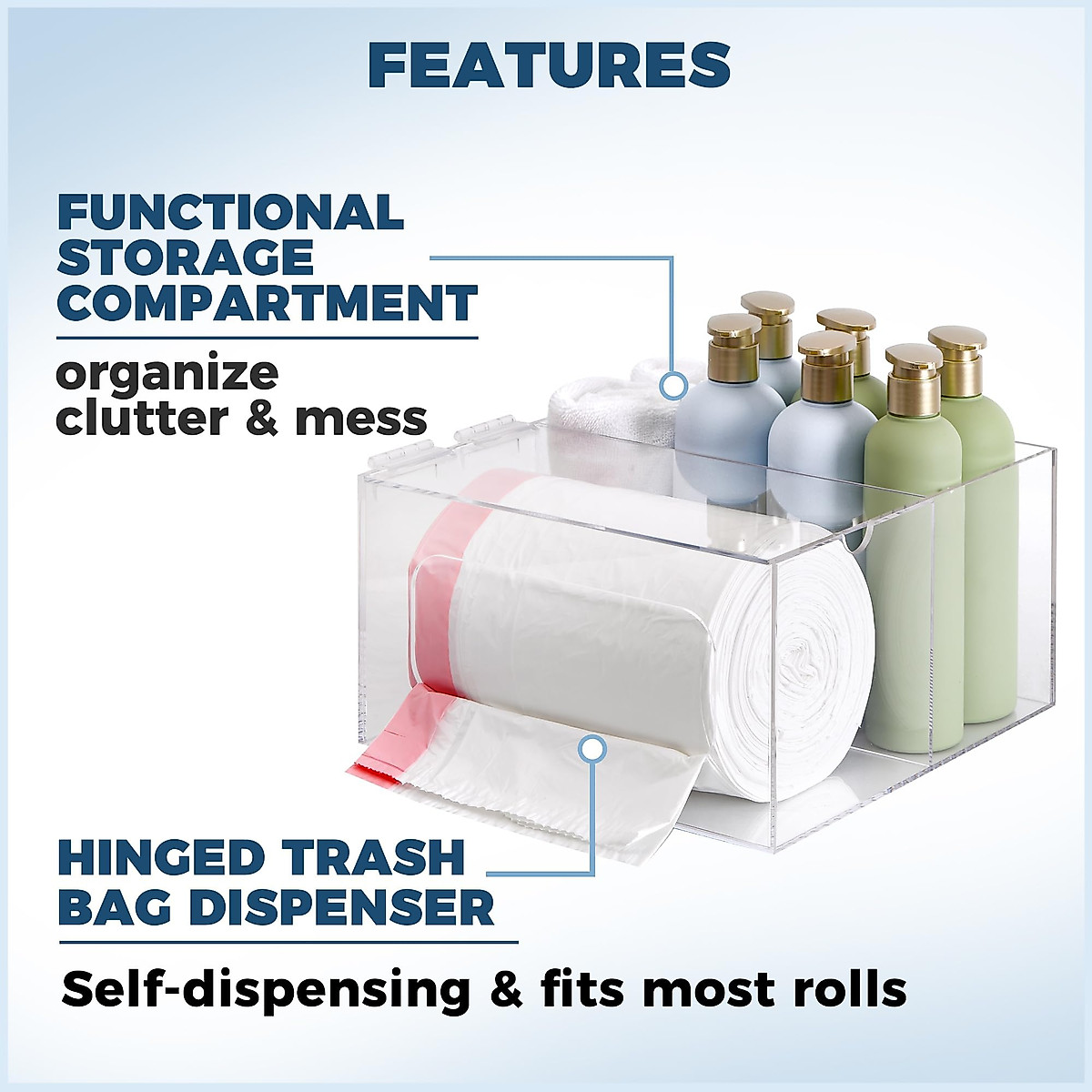 Storage Standard Trash Bag Kitchen Organizers and Storage Under Sink Dispenser - Large Garbage Bag Under Sink Organizer Bathroom - Acrylic Bathroom Storage Organizer Cabinet