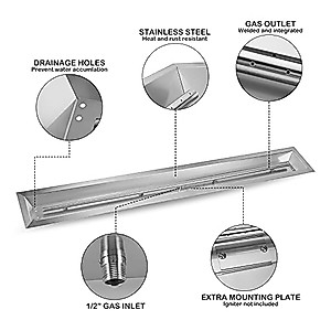 Stanbroil Stainless Steel Linear Trough Drop-in Fire Pit Pan and Burner 72 x 6-Inch