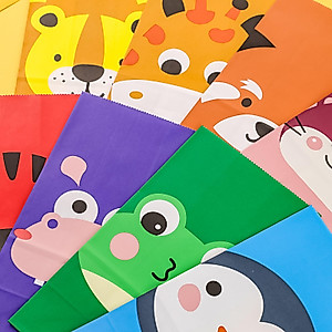VGOODALL 36PCS Party Favor Bags, Animal Goodie Bags Paper Gift Bags with Stickers Treat Bags Return Gift Bags for Kids Birthday Party Supplies 4.7" x 3.1" x 8.7"