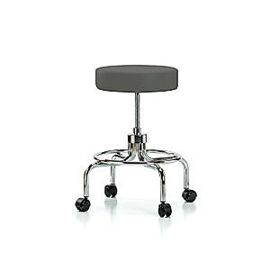 Perch Retro Rolling Exam Stool with Wheels for Carpet or Linoleum, Charcoal Vinyl