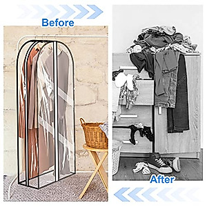 40" Garment Bags for Hanging Clothes Storage with 12" Gussetes, 3 Pack Double Zip Closure Clear Dust Storage Cover, Moving Bags for Coat Jacket Sweater Shirts - 40*24*12 inch