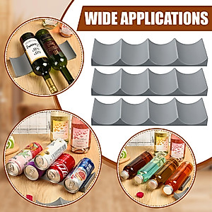 Thyle 10 Pcs European Style Wine Rack Countertop Refrigerator Bottle Display Mat Anti Slip Fridge Wine Bottle Holder Horizontal Storage Cabinet Shelf Bottle Organizer for Kitchen, Dark Gray