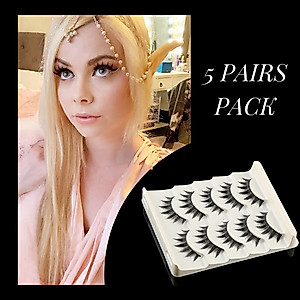 Okdeals 5 Pairs Japanese Style Makeup Eyelashes 3D Fluffy Spiky Eyelash Manga Lashes Little Devil Cosplay Anime Eyelash Natural Look Beauty Eye Lash Extension Tools