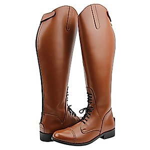 Hispar Women Ladies Victory Leather English Field Boots Horse Back Riding Equestrian - Tan 8 SLIIM Calf