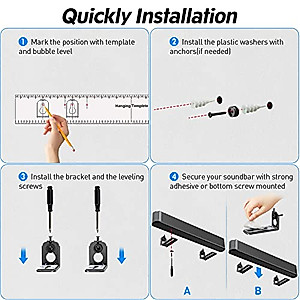 MOUNTUP Universal Soundbar Wall Mount with Patented Design, Level Adjustable After Installation Sound Bar Bracket for Most of Soundbars Max 20 lbs Anti-Drop Soundbar Wall Shelf, Black