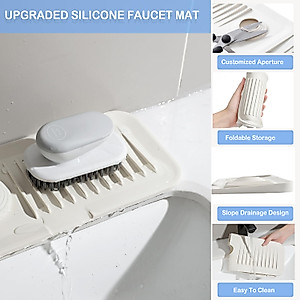 Gelecek Kitchen Sink Splash Guard, 14.6” x 5.5“ Silicone Sink Faucet Mat, Sink Draining Pad Behind Faucet, Faucet Splash Catcher, Keep Kitchen and Bathroom Sinks Dry, Grey