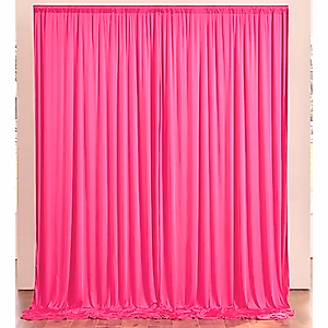 10 ft x 10 ft Wrinkle Free Hot Pink Backdrop Curtain Panels, Polyester Photography Backdrop Drapes, Wedding Party Home Decoration Supplies