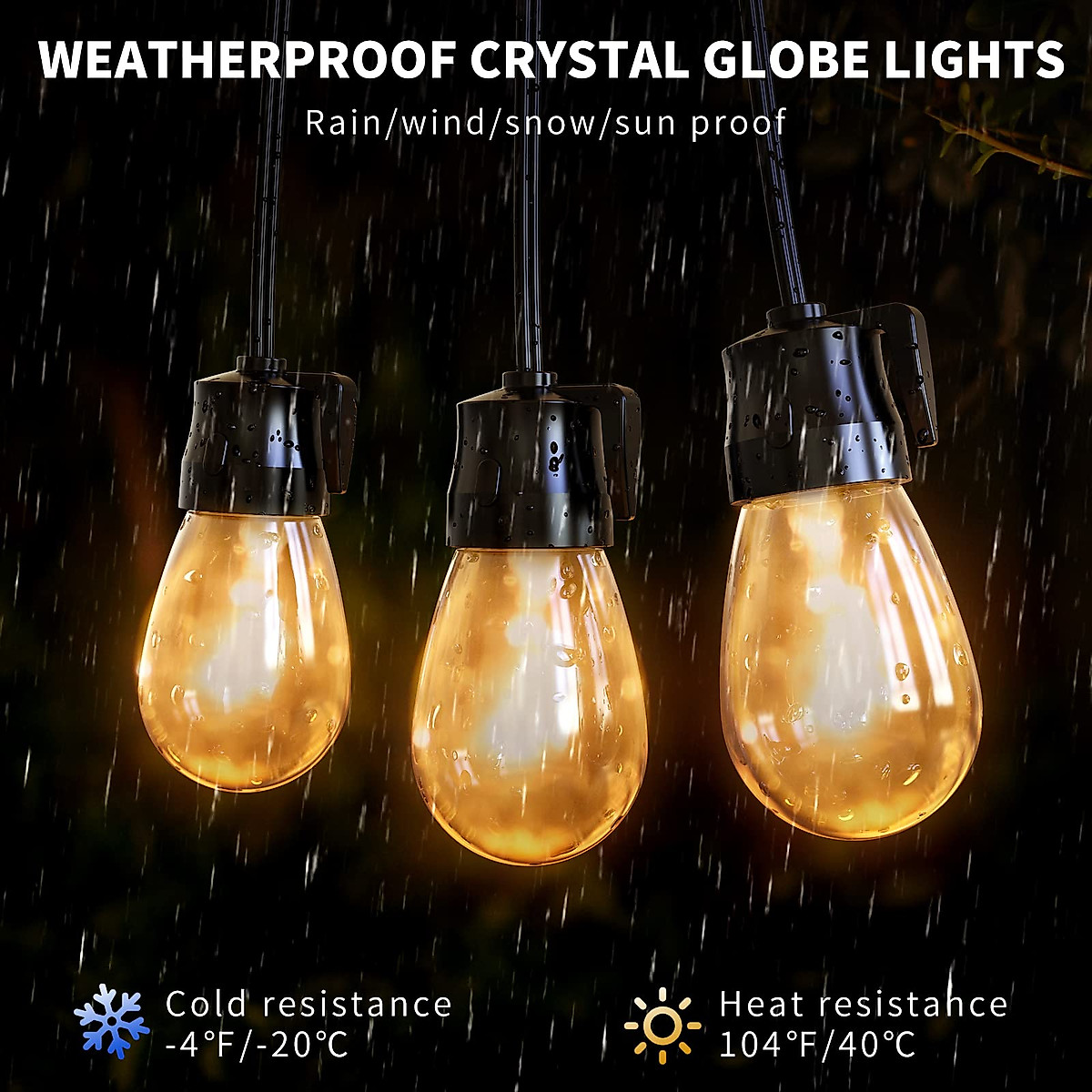 Famiatm 49 FT Outdoor String Lights, Shatterproof Remote Patio Lights with 7 Dimmable Warm Yellow LED Bulbs, IP65 Waterproof Outdoor LED Lights for Backyard Porch Cafe Party Wedding Garden