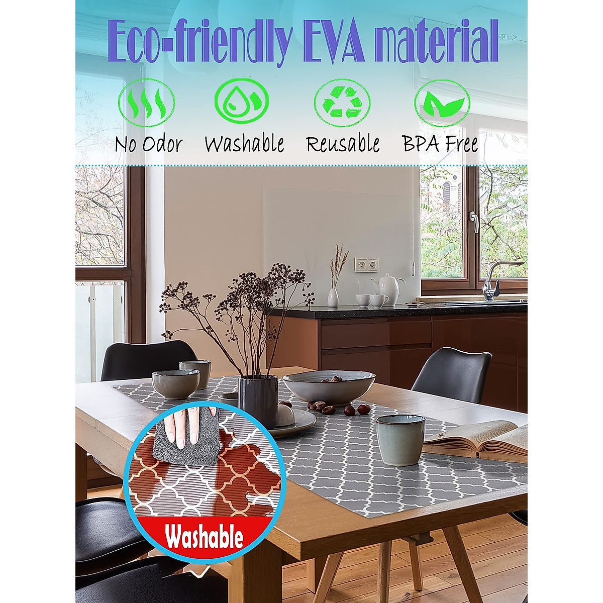 BHCORNER 12" x 20Ft Kitchen Cabinet Liners for Shelves ,Grey Shelf Liners for Kitchen cabinets Non-Adhesive ,Waterproof Drawer Liners and copboard Liner.Durable Contact Paper for cabinets,Dresses.