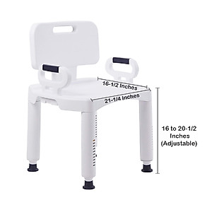 McKesson Bath Bench with Removeable Back, Plastic Frame, Lightweight, Adjustable, 350 lbs Weight Capacity, 1 Count