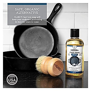 CLARK'S Small Scrub Brush and Cast Iron Soap Maintain All Cast Iron and Carbon Cookware