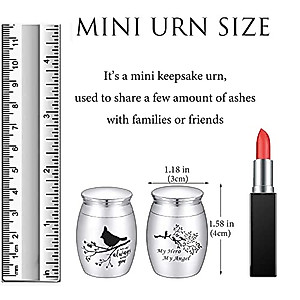 Small Urns for Human Ashes - Set of 2, Stainless Steel Mini Urn Set, Cremation Urn, Ashes Urn Ashes Holder, Small Keepsake urns for Family & Loved Ones, Silver