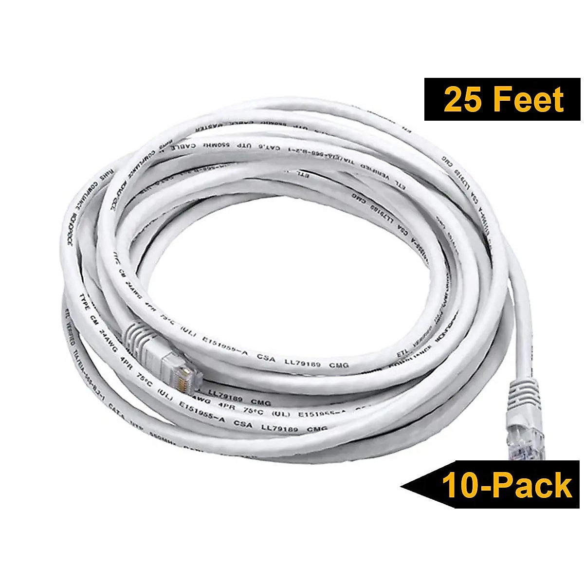 iMBAPrice 15 ' Cat5e Network Ethernet Patch Cable, 10 Pack, White (IMBA-CAT5-15WT-10PK)