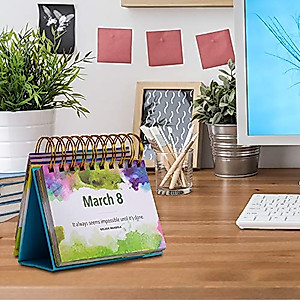 Motivational & Inspirational Perpetual Daily Flip Calendar with Self-Standing Easel (Watercolors)