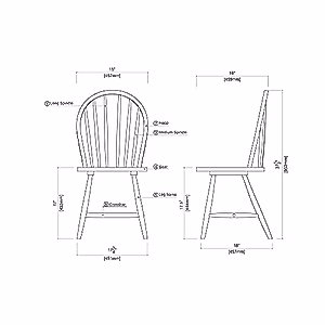 Boraam Farmhouse Chair,Leather, White/Natural, Set of 2