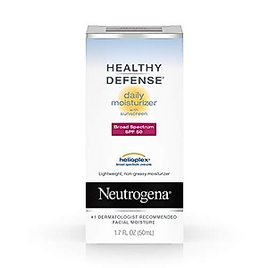 Neutrogena Healthy Defense Daily Vitamin C & Vitamin E Face Moisturizer, Non-Greasy Anti Wrinkle Face Lotion & Neck Cream with SPF 50 Sunscreen - Vitamin C, Vitamin E, Multivitamin Complex, 1.7 fl. oz