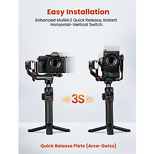 hohem iSteady MT2 Kit Gimbal Stabilizer for Camera, 3-Axis Gimbal for Mirrorless/Pocket/Action Camera/Smartphone, AI Tracker, Magnetic Fill Light Stabilizer, Available for Canon/Nikon/Sony