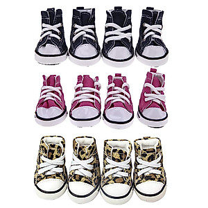 abcGoodefg Pet Dog Shoes Puppy Canvas Sport Sneaker Boots, Outdoor Nonslip Causal Shoes Rubber Sole Soft Cotton Inner Fabric Shoes for Pet Dog (#4(1.732.20), Pink)